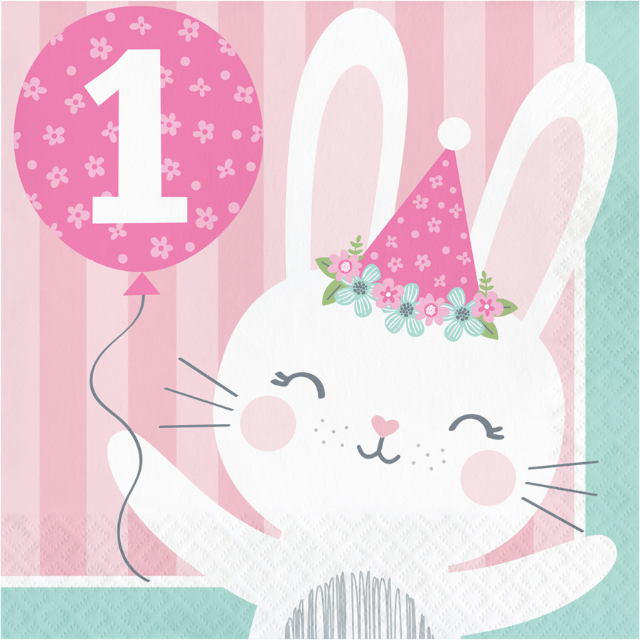 16 Tovaglioli Coniglio Felice - 1 anno per il compleanno del tuo ...